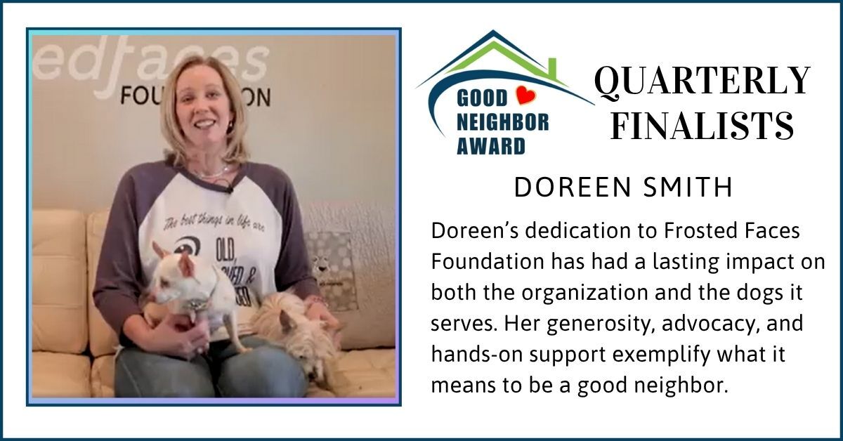 Good Neighbor: Doreen Smith – Champion for Senior Dogs at Frosted Faces Foundation